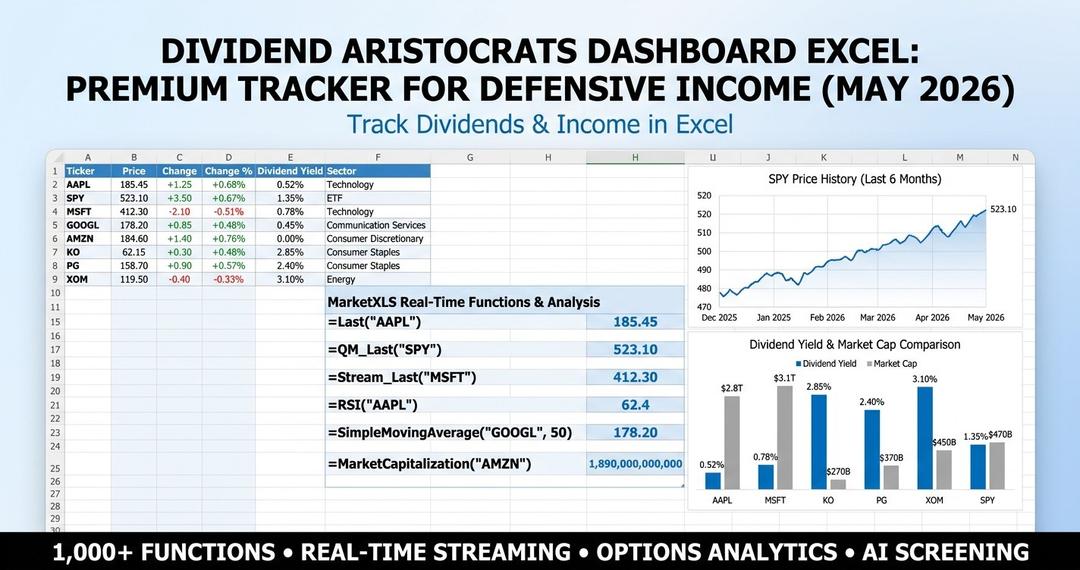 Dividend Aristocrats Dashboard Excel: Premium Defensive Income Tracker ...
