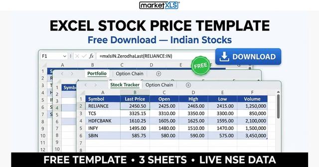 Excel Stock Price Template India — Free Download | Live NSE/BSE Data