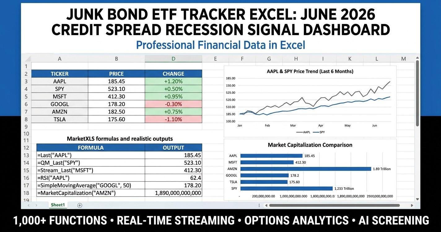 Junk Bond ETF Tracker Excel: June 2026 Credit Spread Dashboard | MarketXLS
