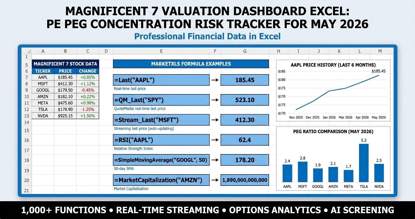 Magnificent 7 Valuation Dashboard Excel: PE, PEG, Concentration (May ...