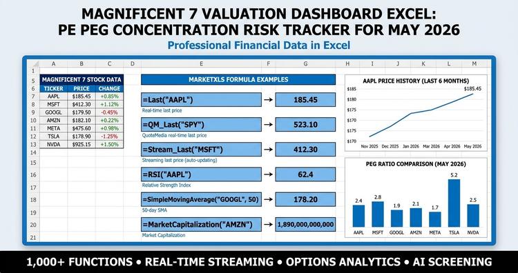 Magnificent 7 Valuation Dashboard Excel: PE, PEG, Concentration (May ...