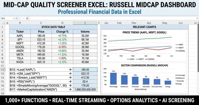 Mid-Cap Quality Screener Excel: Russell Midcap Dashboard (2026) | MarketXLS