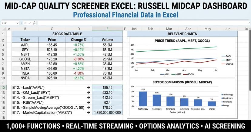 Mid-Cap Quality Screener Excel: Russell Midcap Dashboard (2026) | MarketXLS