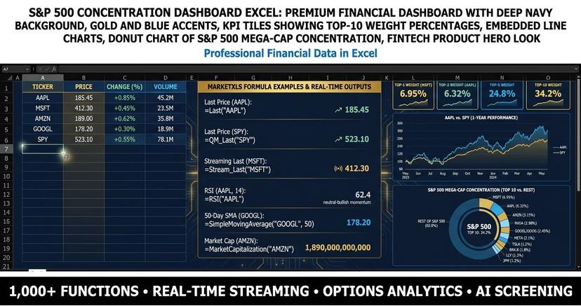 S&P 500 Concentration Dashboard Excel: Top 10 Weight Tracker (2026 ...